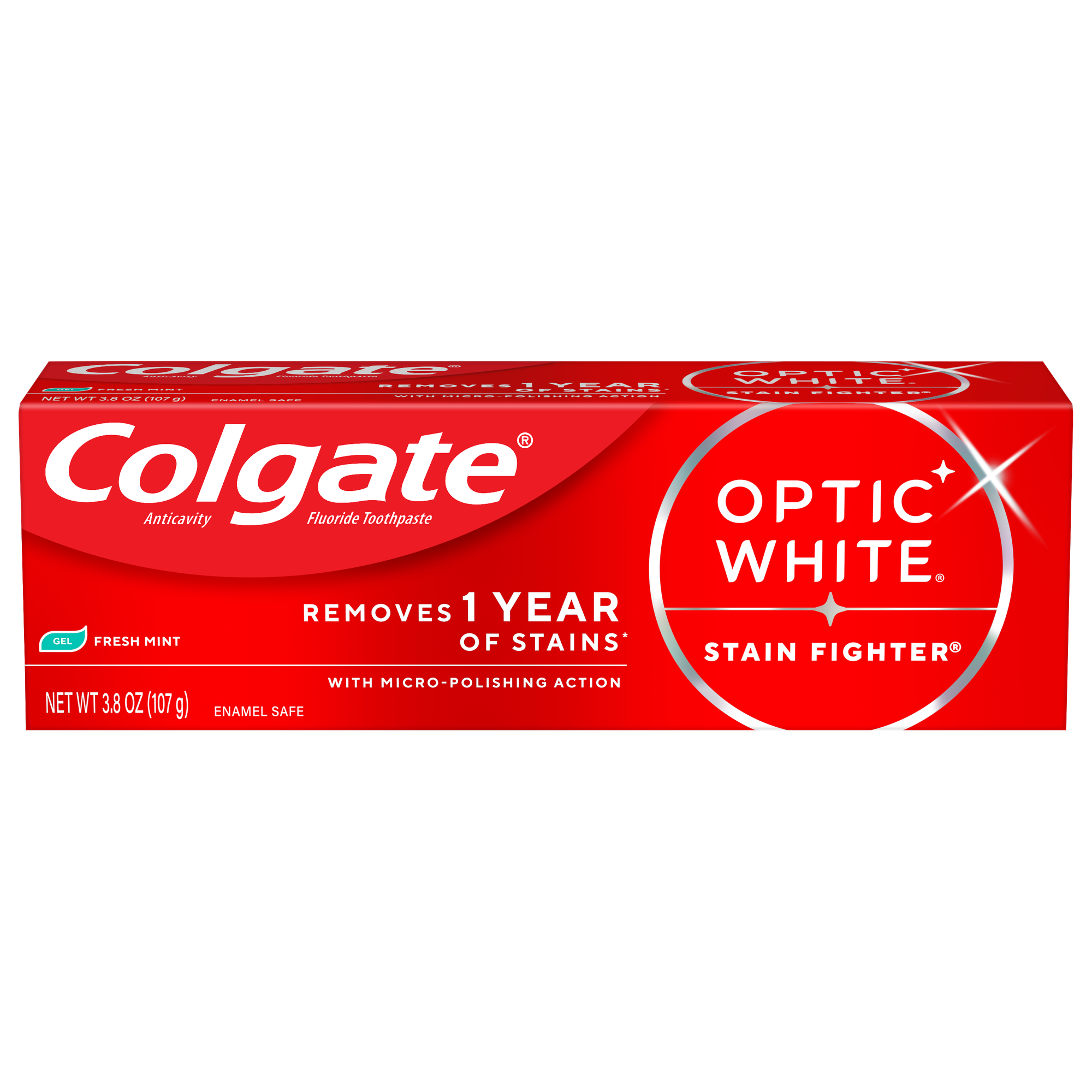 Colgate Optic White Stain Fighter Fresh Mint Teeth Whitening Toothpaste ...